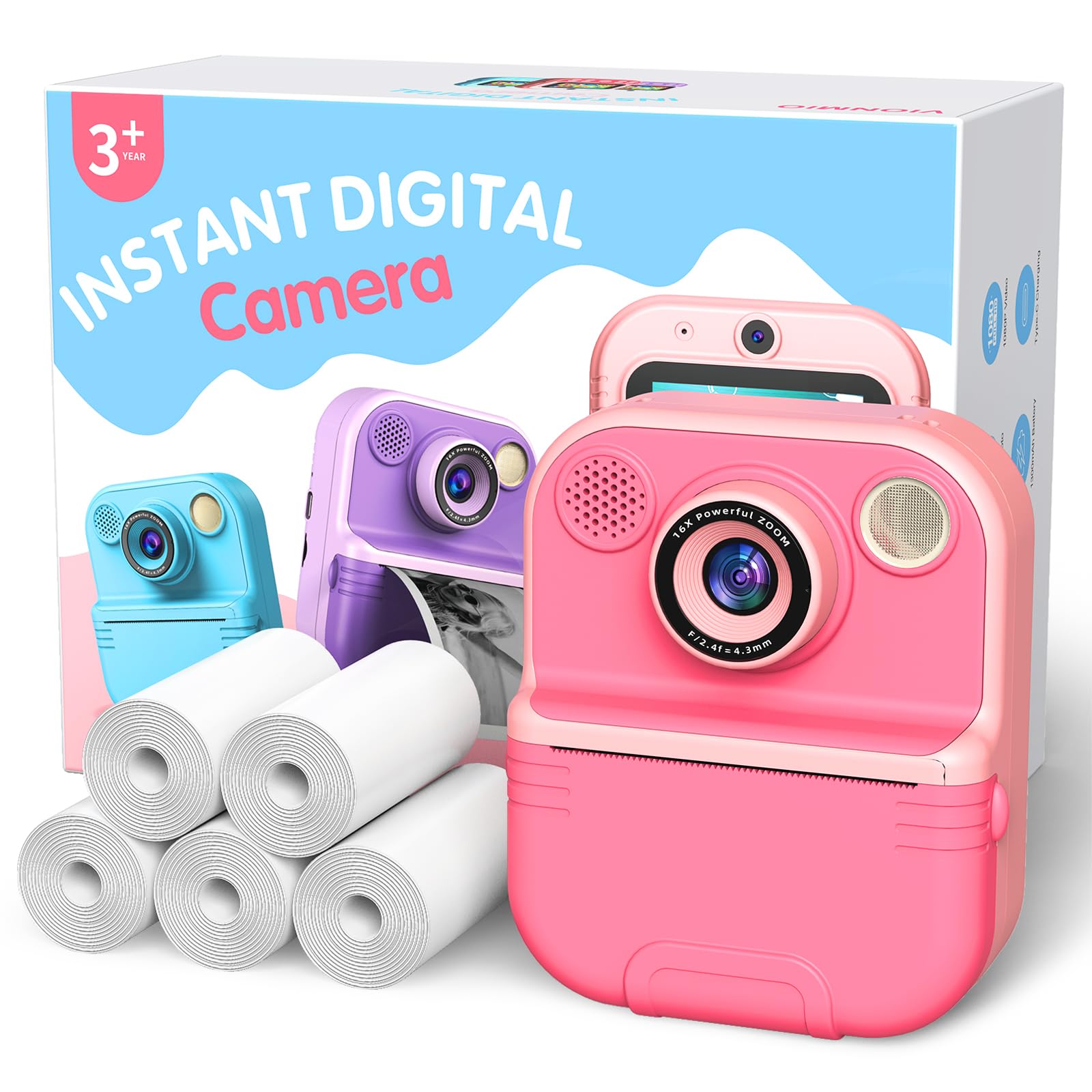 Amazon.com: Kids Camera Instant Print Digital Toddler Camera for 3-12 ...