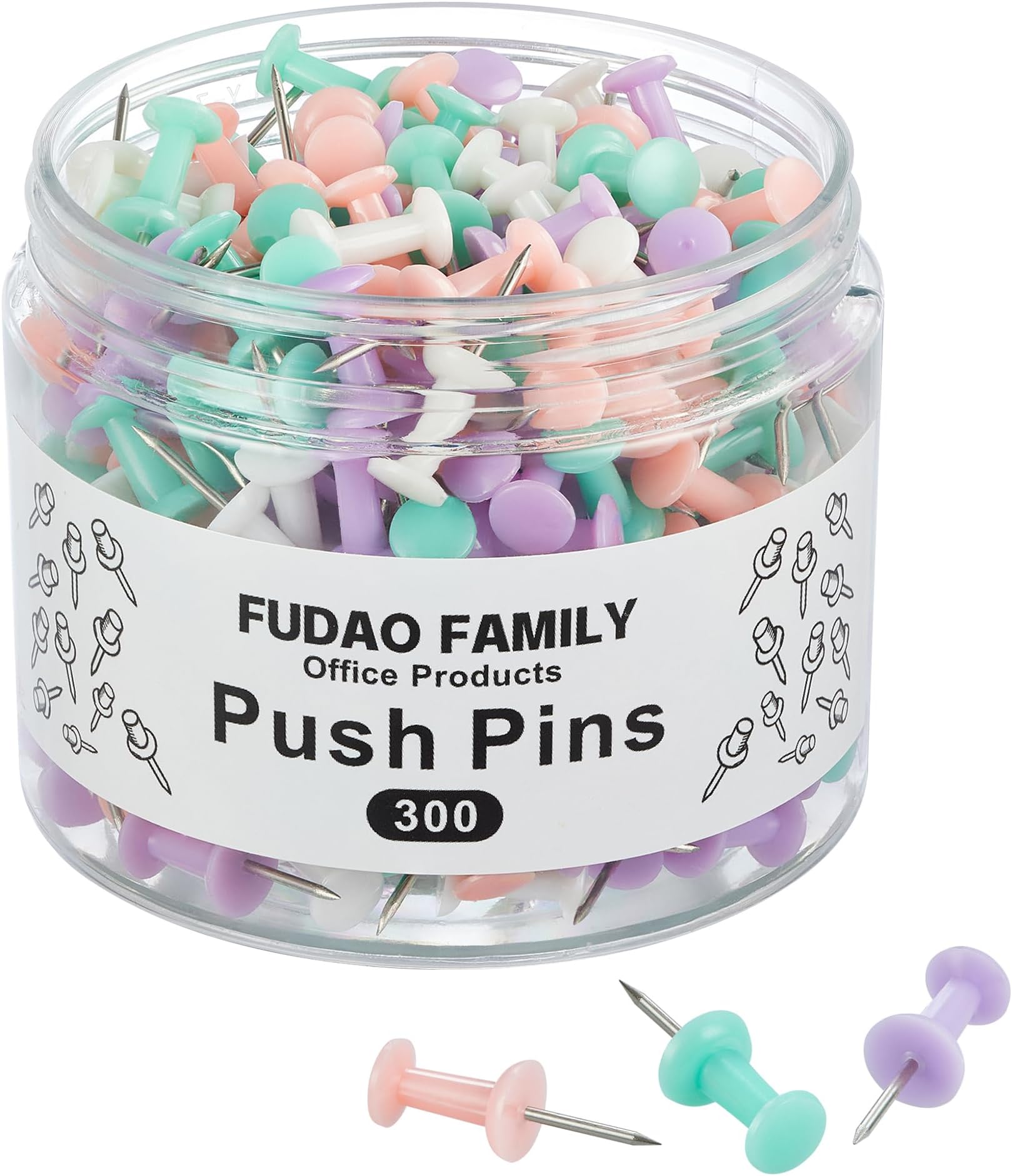Amazon.com: FUDAO FAMILY 300pcs Push Pins for Bulletin Board, Thumb ...