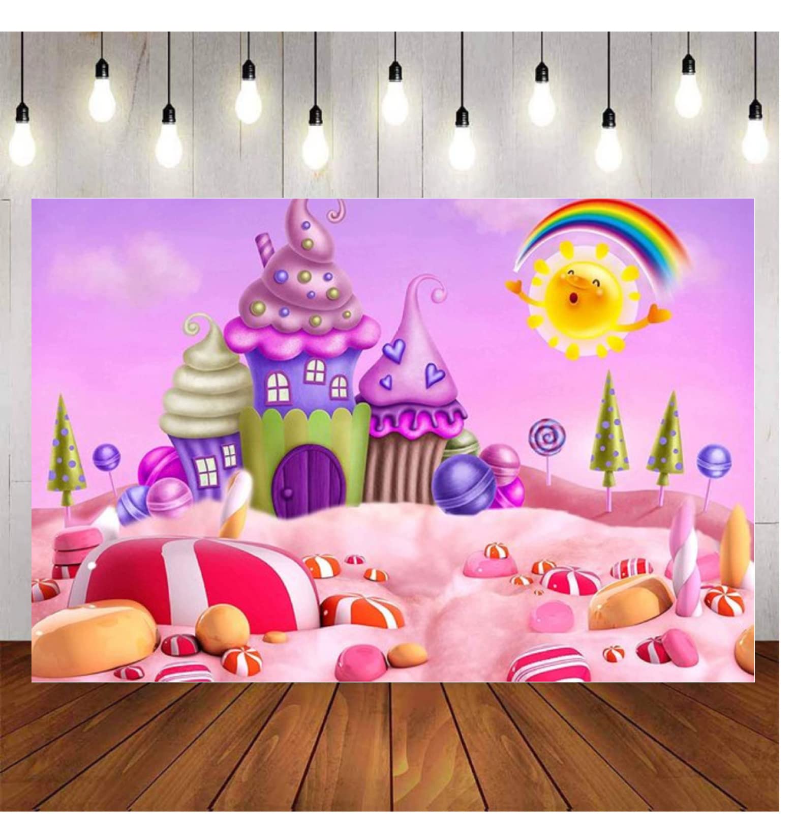 Cartoon Candyland Sweets Photography Backdrop Winter Ice Cream House ...