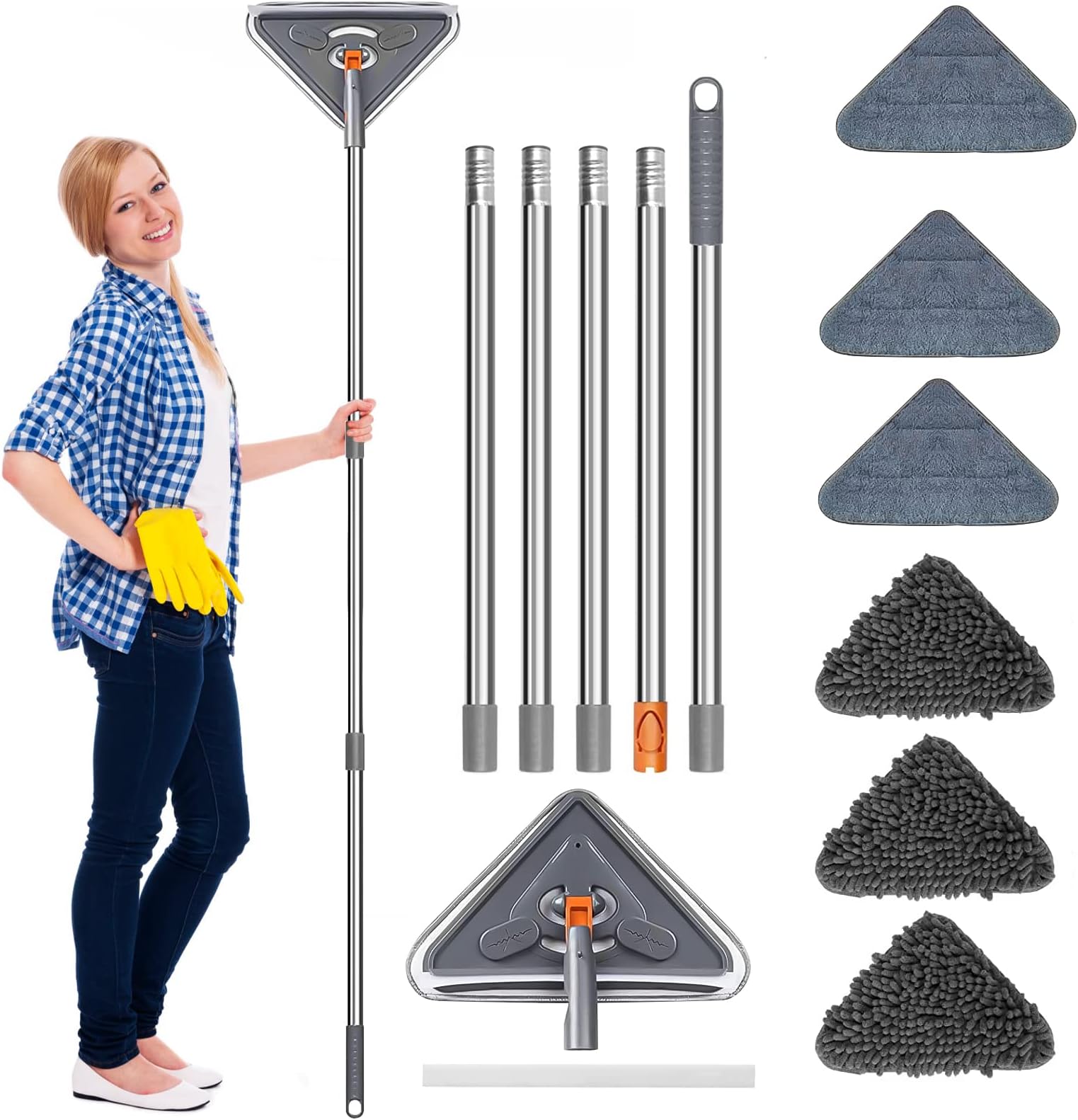 Amazon.com: Wall mop with Long Handle Replacement Pad Triangle Dust Mop ...