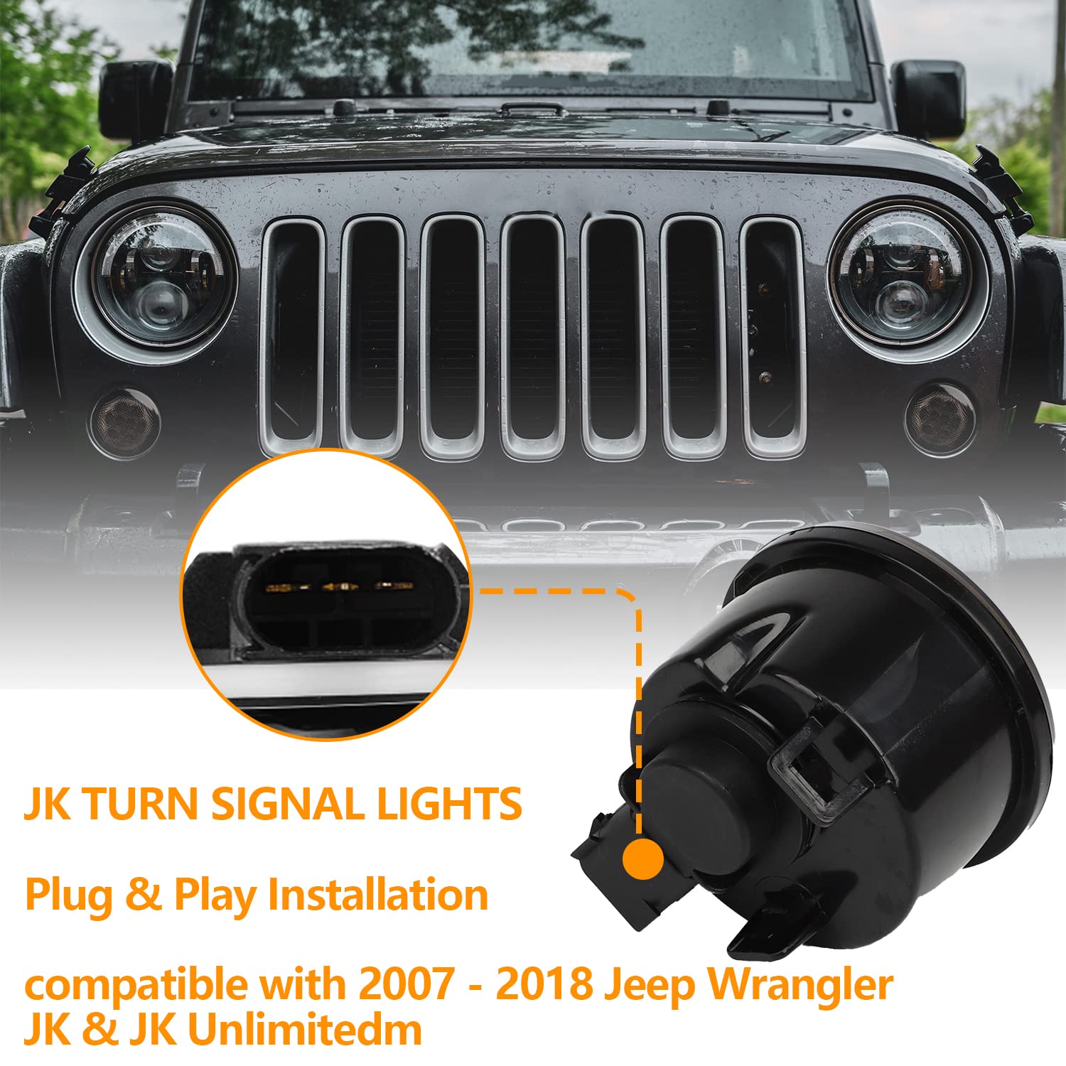 B.ZSSY JK Turn Signal Lights Assembly Compatible with 2007-2018 Jeep ...