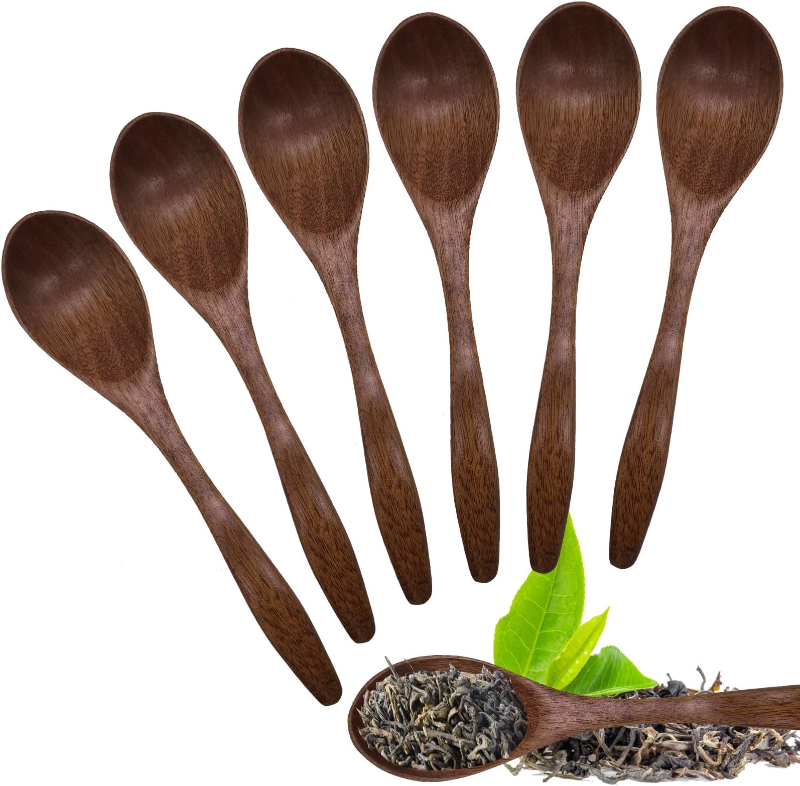 Yueser Wooden Spoon, 3 Pcs Natural Small Wooden Spoons Wooden Kitchen ...