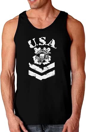 Amazon.com: USA Military Coast Guard Stencil Logo Dark Loose Tank Top ...