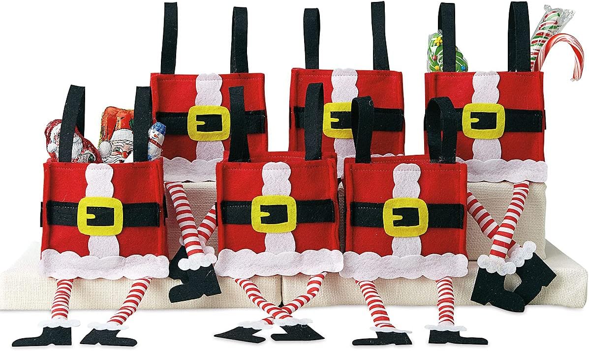 Amazon.com: Santa Pants Christmas Treat Bags, Set of 6 Gift Bags for ...