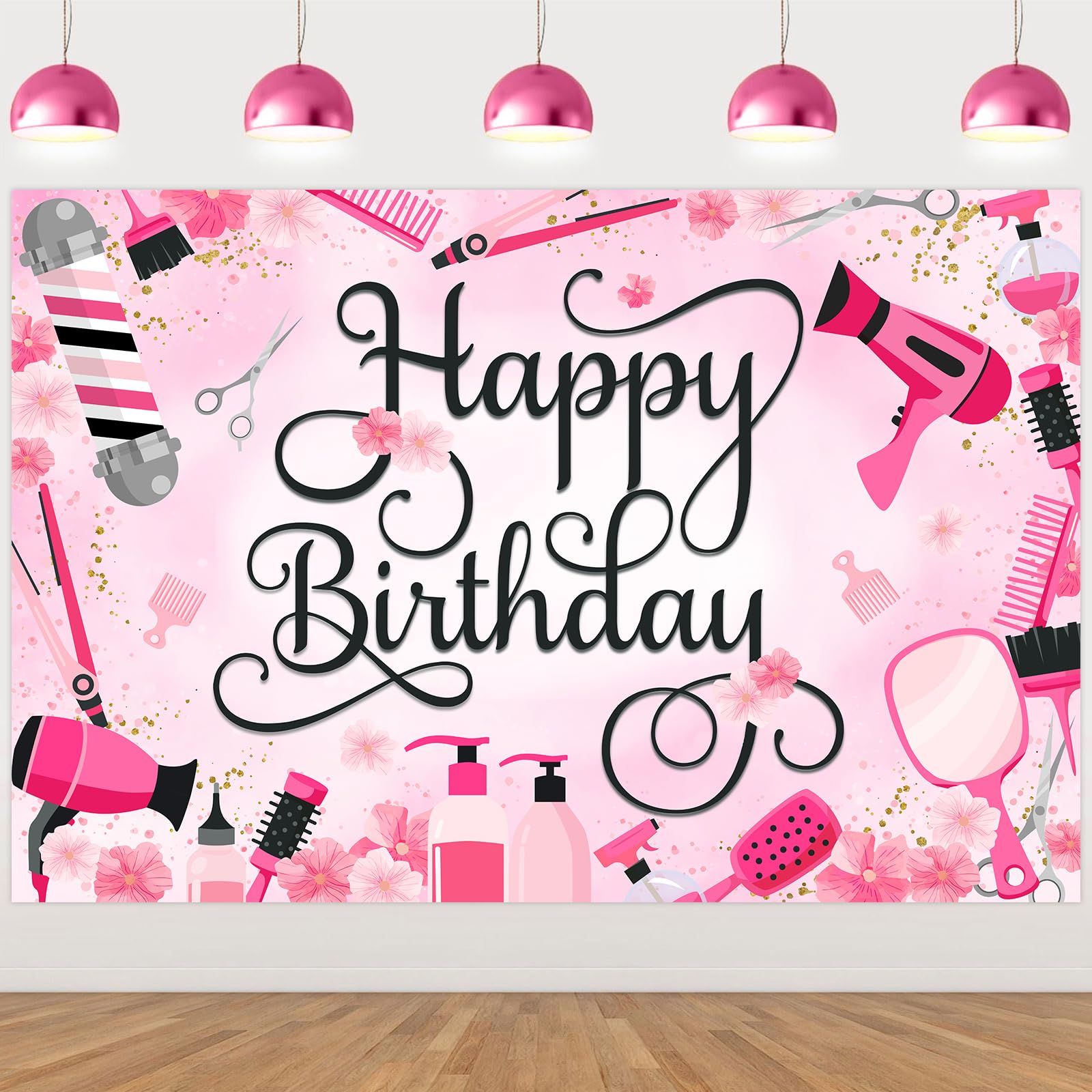 Amazon.com : Wonmelody Barbershop Birthday Decor Backdrop Makeup Spa ...