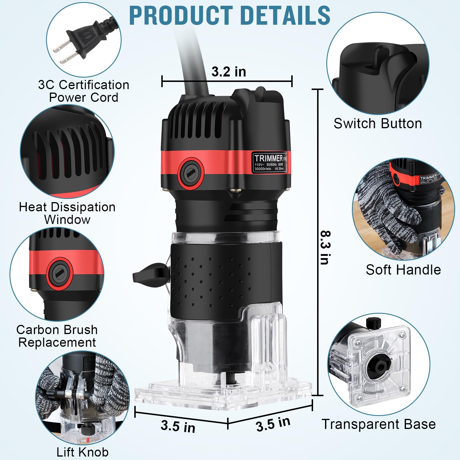 Snapklik.com : Router Tool, Hand Wood Router, 110V 800W Wood Routers ...