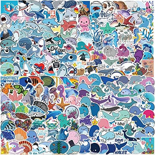 200Pcs Funny Ocean Stickers, Cute Sea Creature Sticker Pack for Water ...