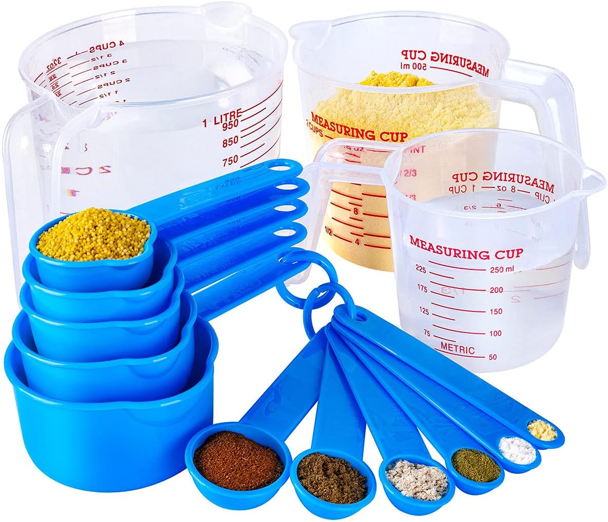 Amazon.com: Plastic Measuring Cups and Spoons Set,WKTFOBM 14 Pieces ...