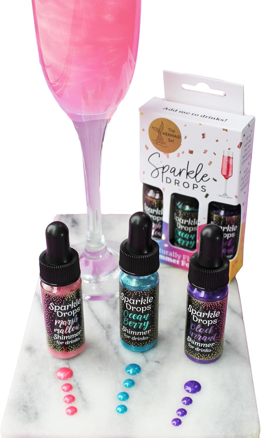 Sparkle Drops Mermaid Gift Set Drinks Shimmer For Gin, Prosecco And ...