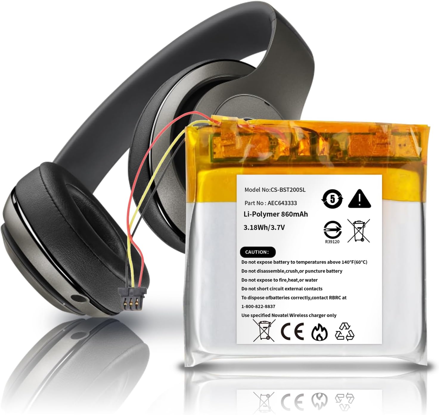 Amazon.com: ITMBET 3.7V 860mAh Replacement Battery for Beats Studio 3.0 ...