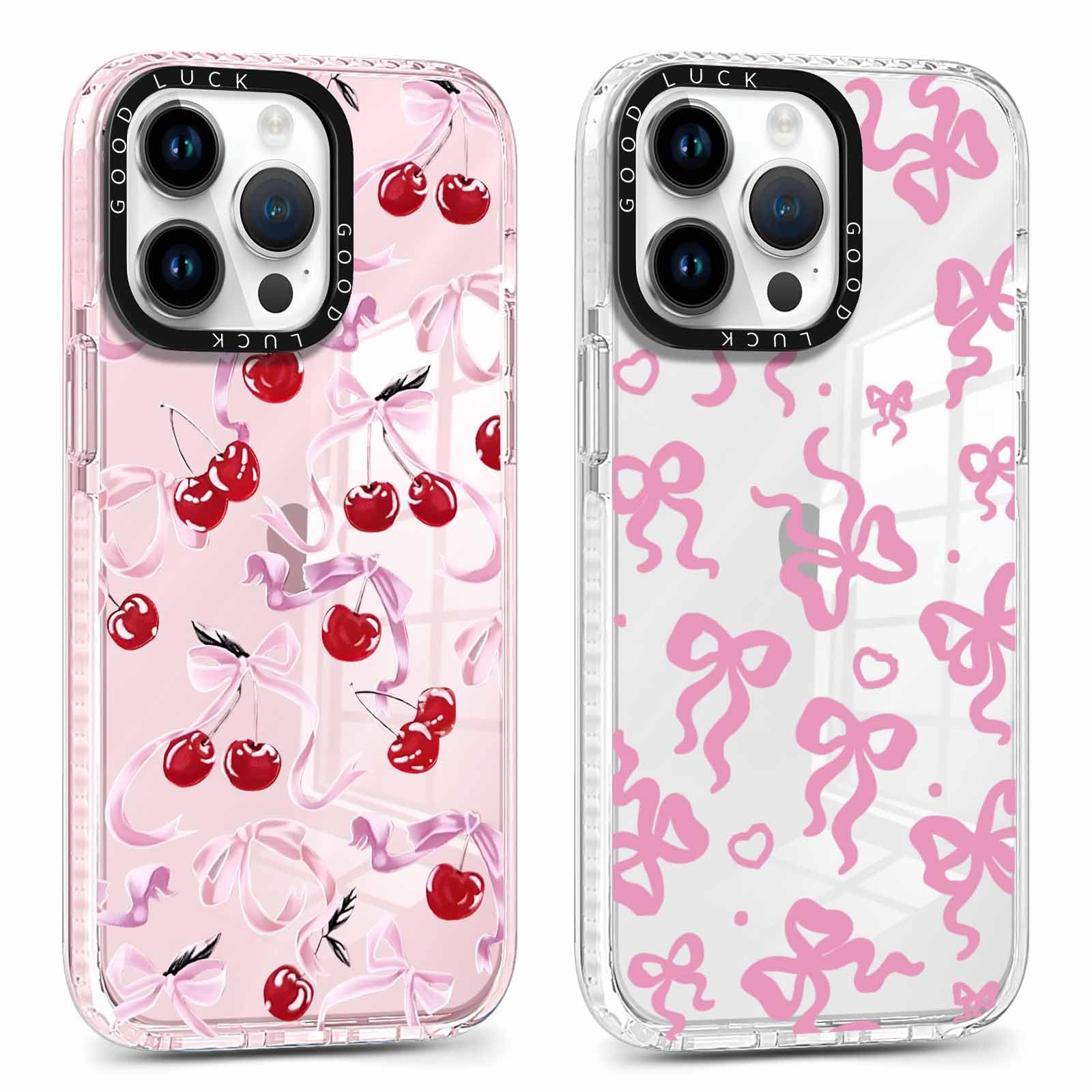 Amazon.com: Yomjew 2 Pack Cute Clear Bow Phone Case for iPhone 15 Pro ...