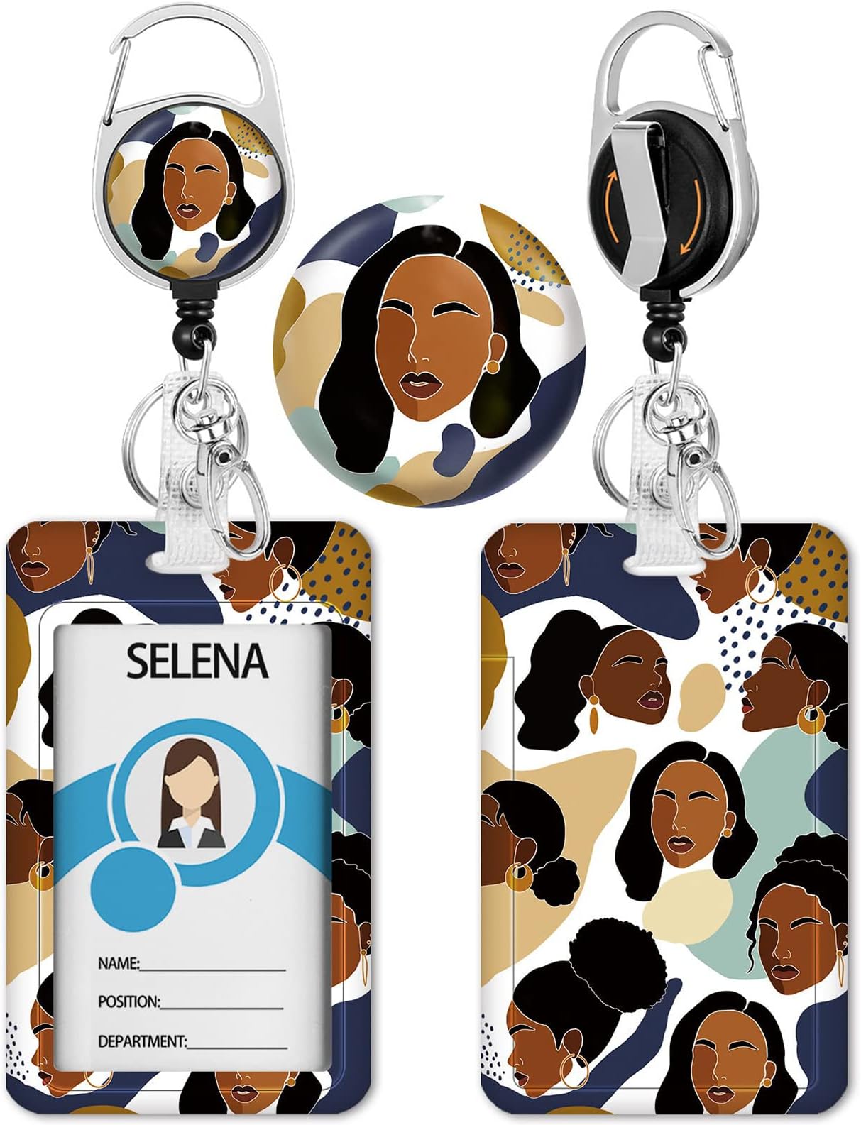 Amazon.com : Badge Holder with Retractable Reel, Black Girls Id Card ...