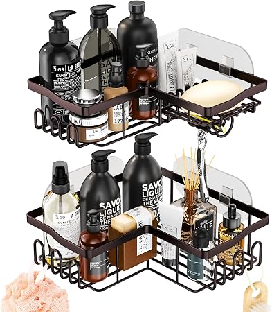 Amazon.com: HapiRm 2-Pack Corner Shower Caddy with Soap Holder, No ...