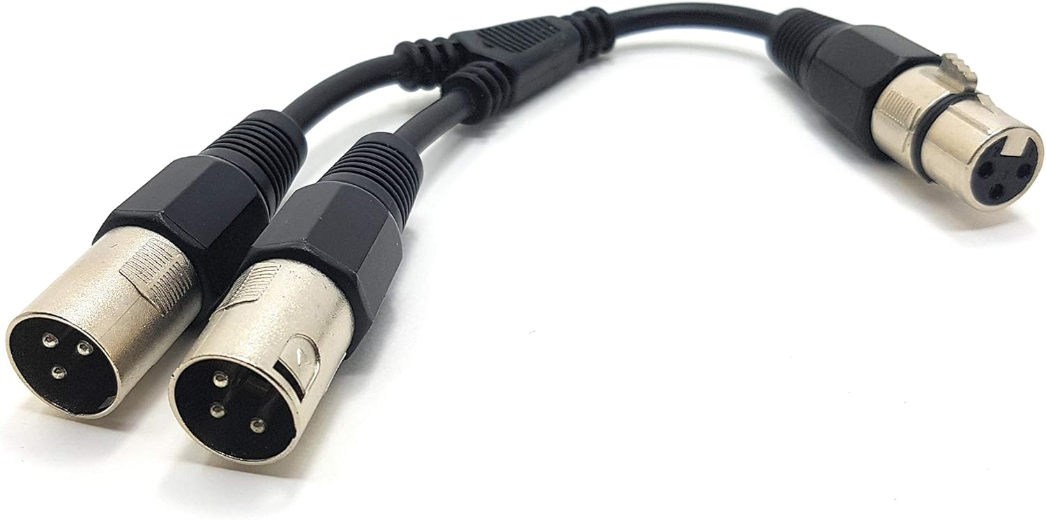 MainCore 25cm 3pin XLR Female Plug to 2 x XLR Sockets Male Y Audio ...