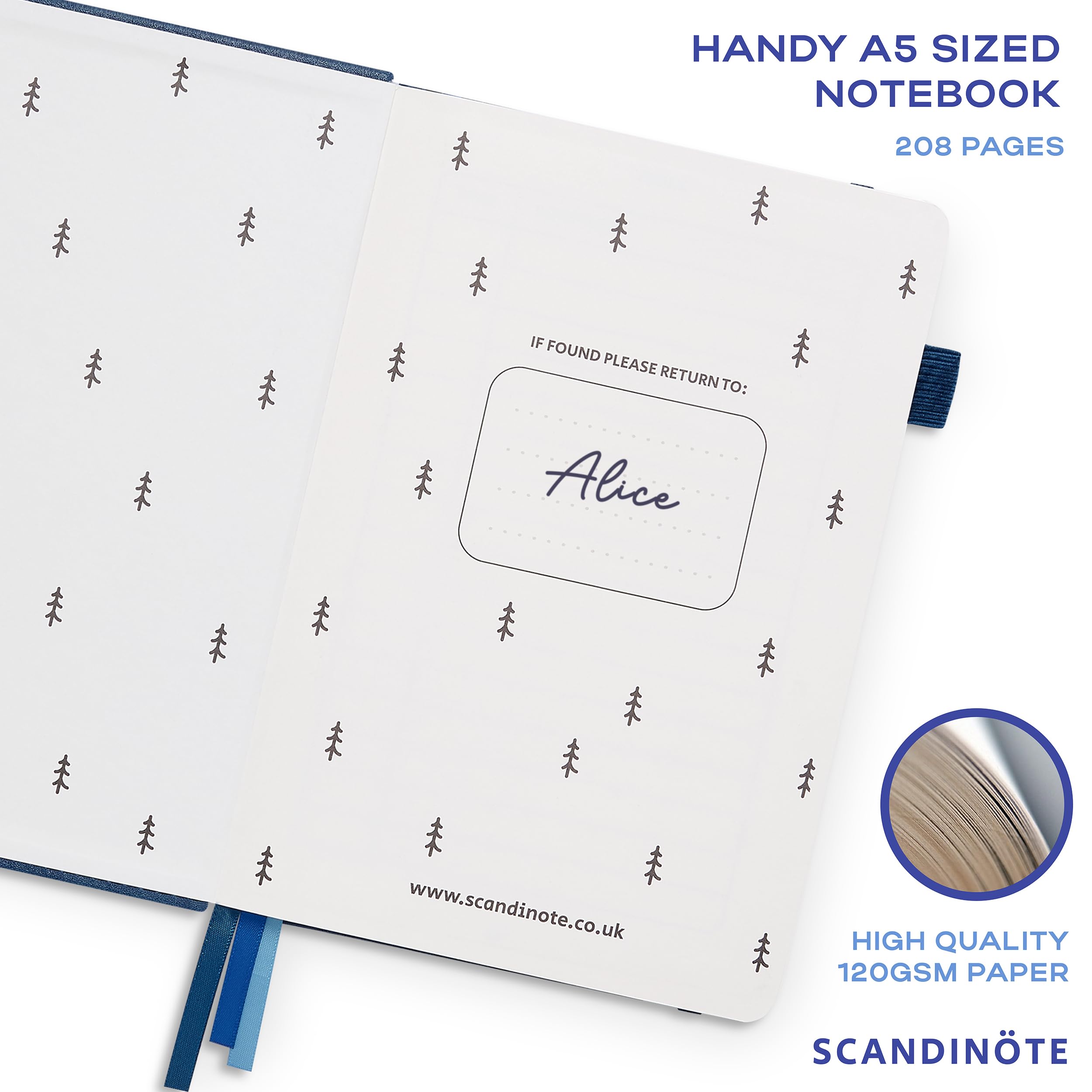 Scandinote A5 Bullet Dotted Journal – Navy Blue, 208 Pages, 120gsm ...