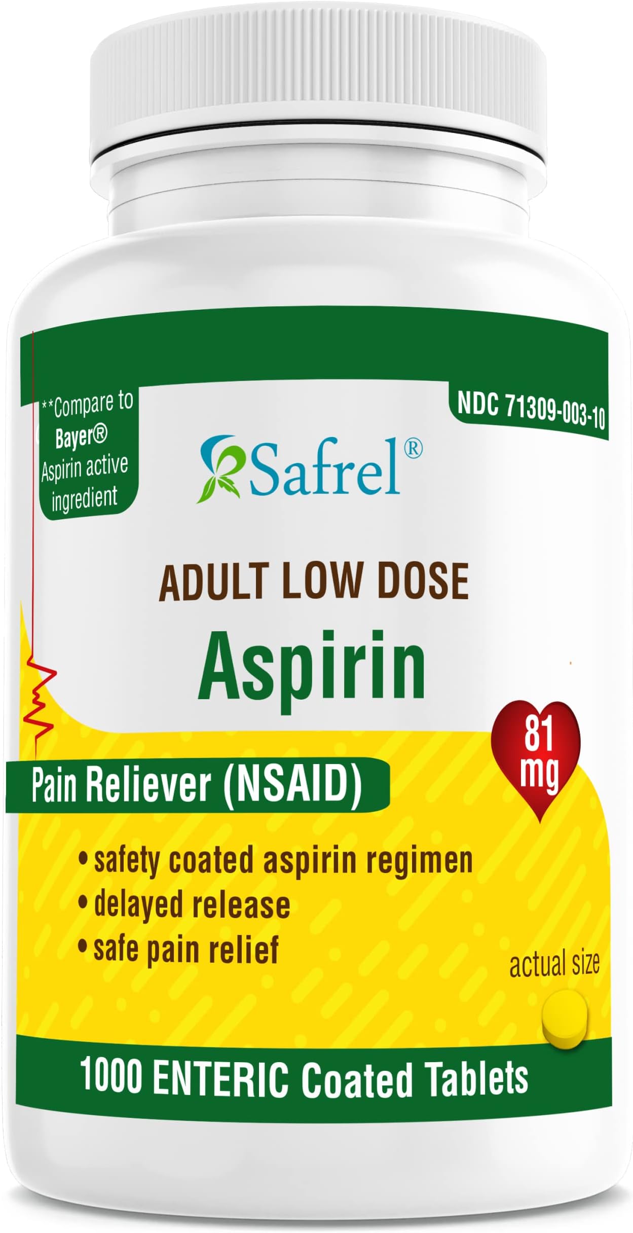 Amazon.com: Bayer Aspirin Low Dose 81 mg, Enteric Coated Tablets ...