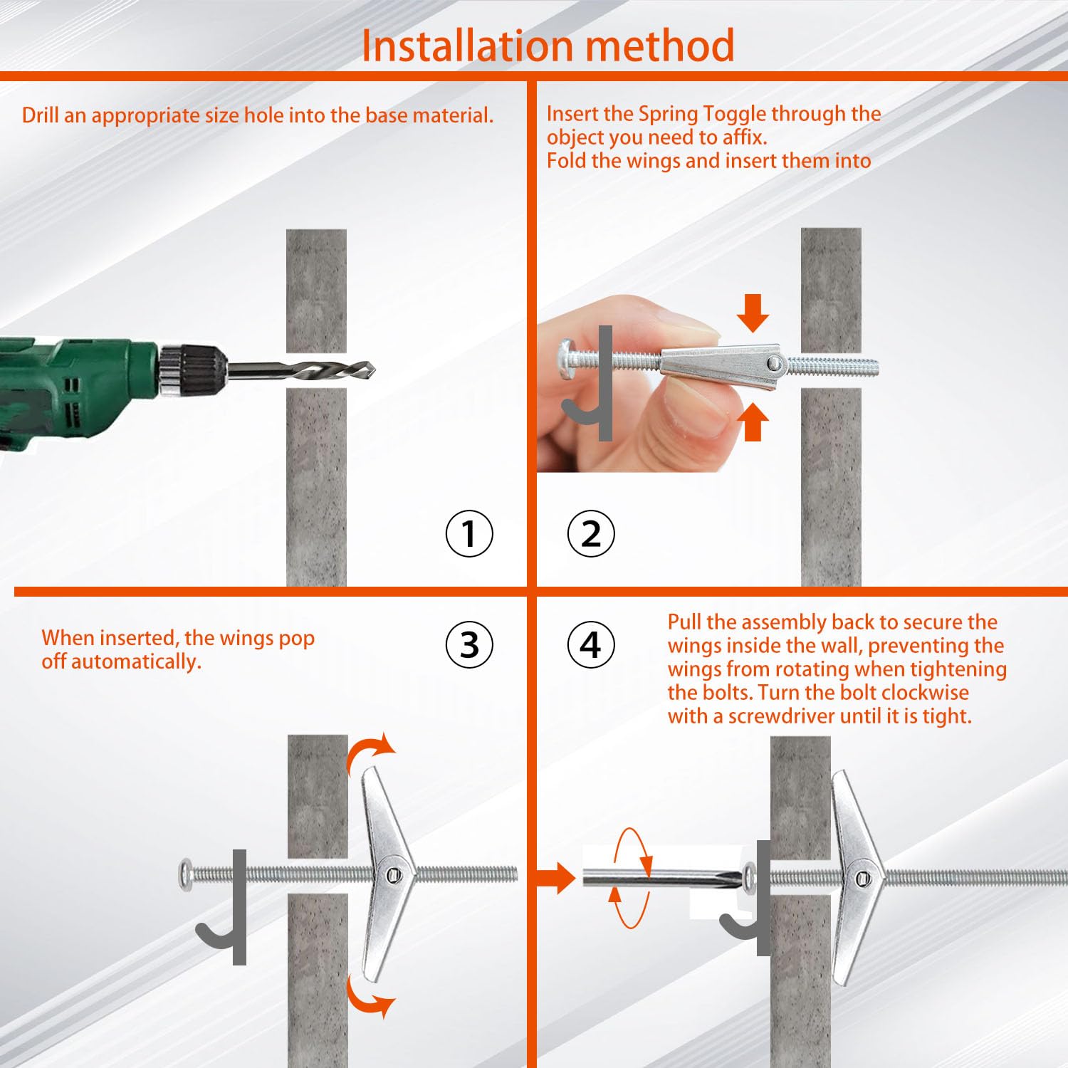 Snapklik.com : Weideer 24Pcs 1/8 3/16 1/4 Toggle Bolt And Wing Nut Kit ...