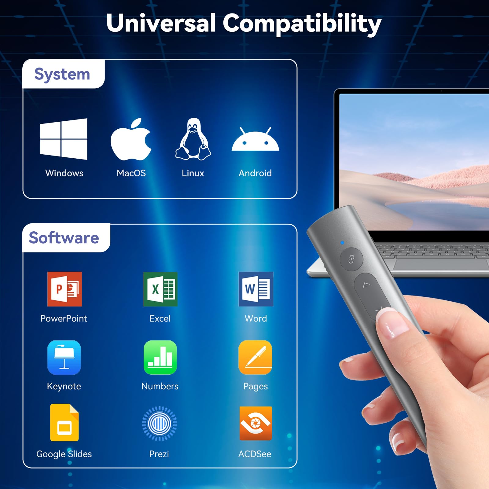 Snapklik.com : 2-IN-1 USB Type C Green Light Presentation Clicker ...