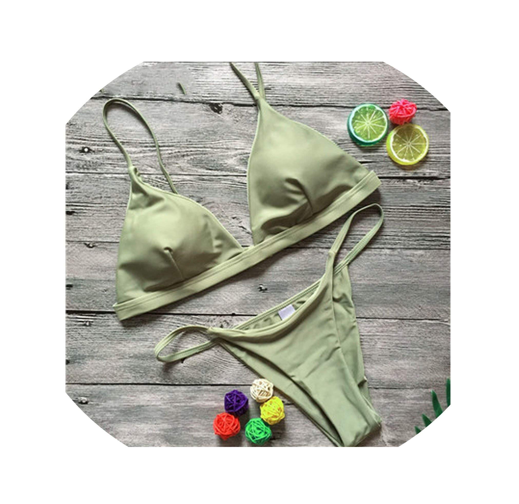 Buy Women Micro Bikini Set Push Up Swimwear Solid Beach Bathing Suit ...