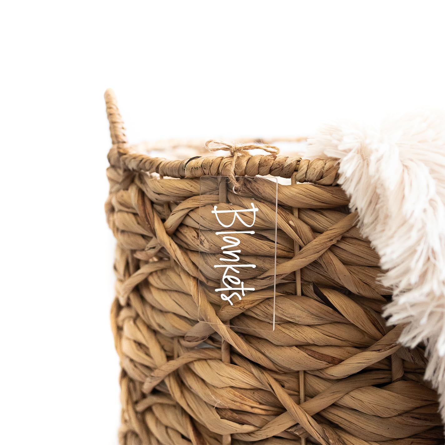 Buy 12 Clear Acrylic Basket Tags - Jute String Label Holders for ...