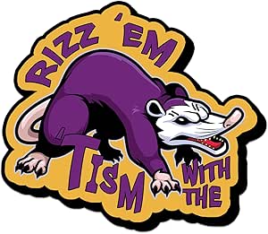 Amazon.com: Rizz Em with The Tism Sticker Funny Meme Possum Sticker Die ...