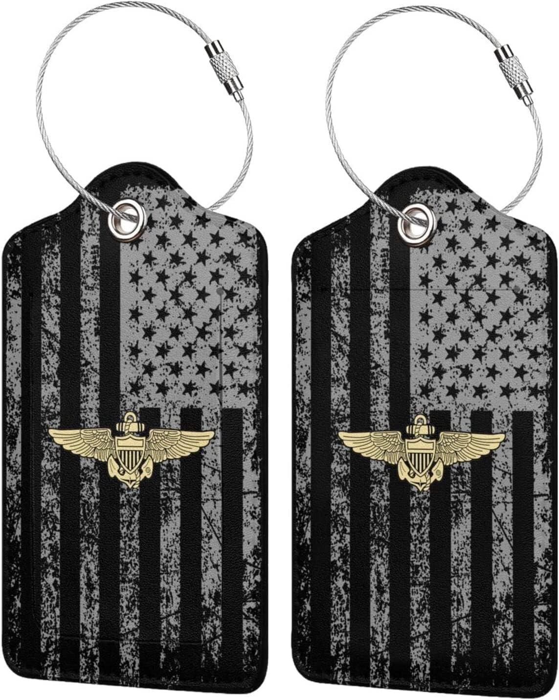 Amazon.com: Naval Aviator Pilot Wings Leather Baggage Bag Luggage Tags ...
