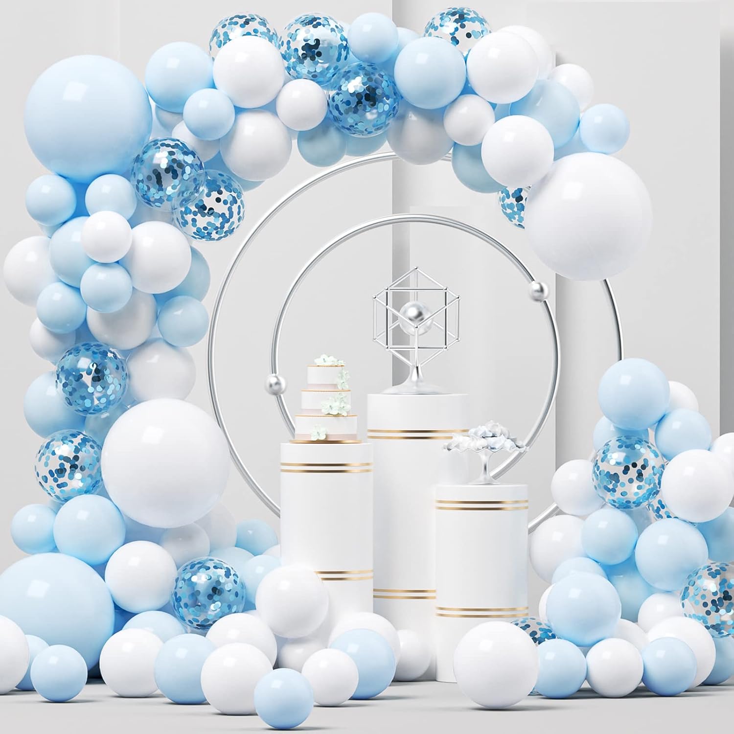 Amazon.com: Blue and White Balloons Garland Kit 124 Pack Different ...