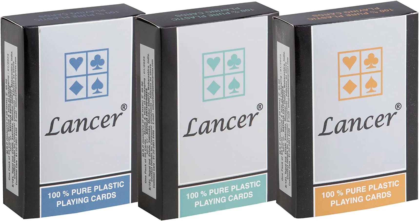 LANCER-Pvc Playing Cards Pack of 3 100% Pure Plastic Playing Cards ...
