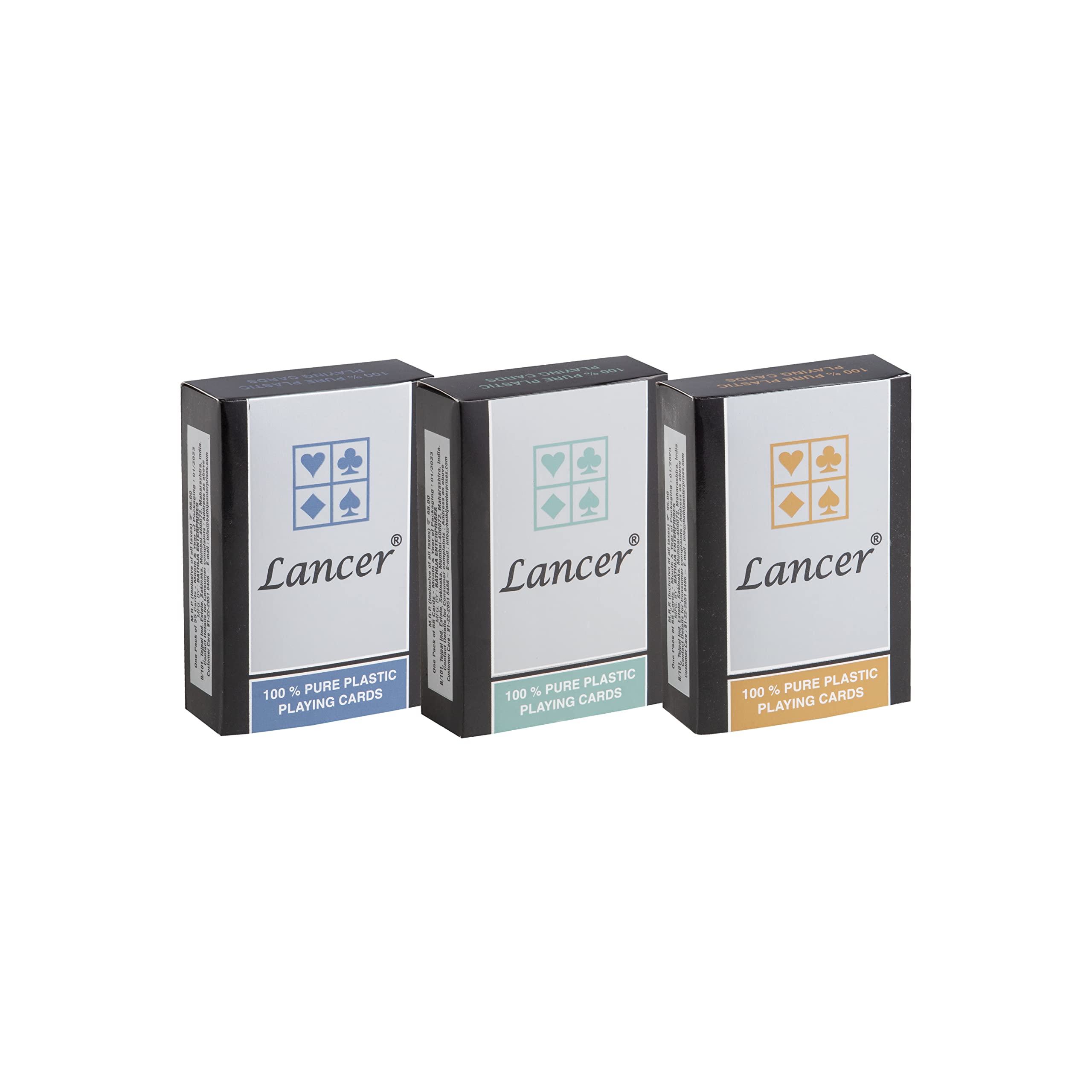 LANCER - PVC Playing Cards Pack of 3 100% Pure Plastic Playing Cards ...