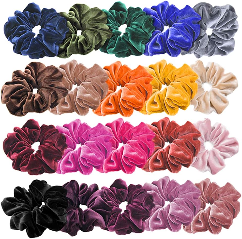 Amazon.com : 40 Pcs Hair Scrunchies Velvet Elastic Hair Bands Scrunchy ...