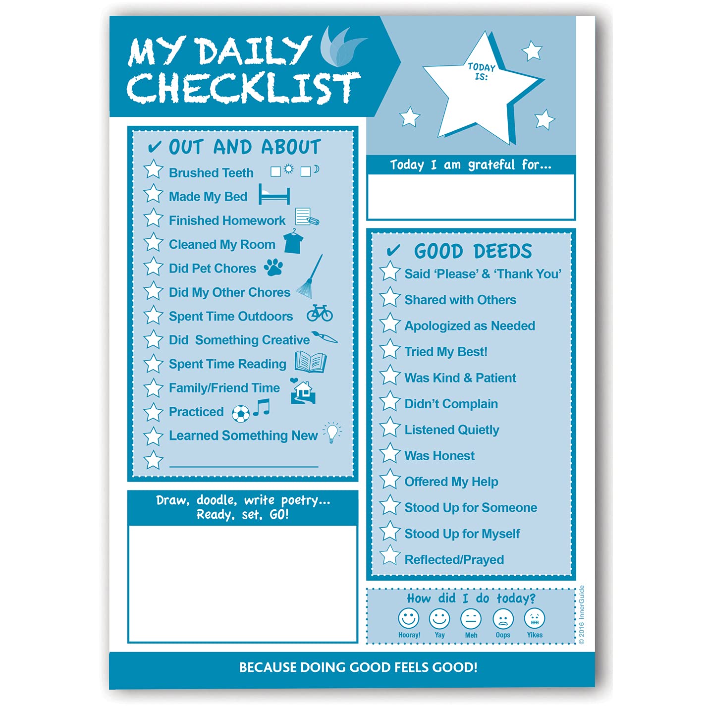Daily Checklist for Kids by InnerGuide Planners - Fun Tear-off Note Pad ...