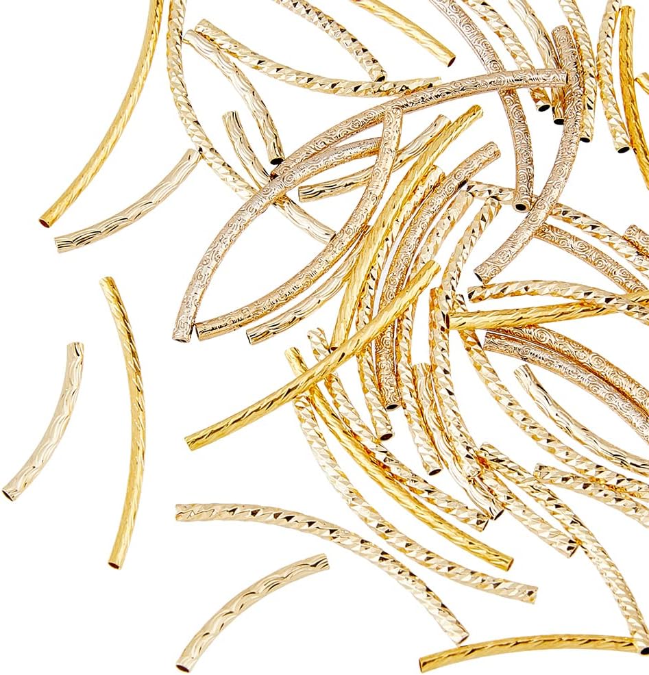 Amazon.com: HOBBIESAY 50Pcs 5 Style Golden Brass Tube Beads Real 24K ...