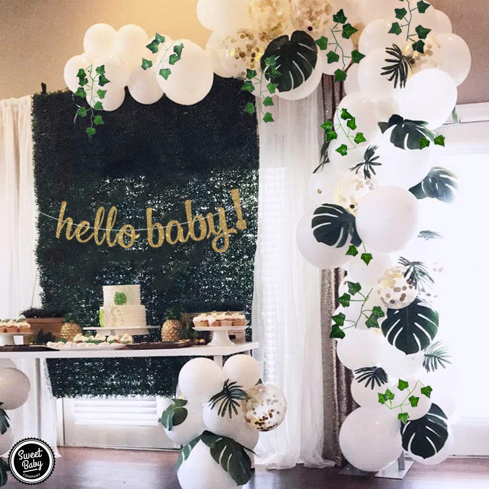 Sweet Baby Co. Boho Fake Greenery Baby Shower Decorations Neutral with ...