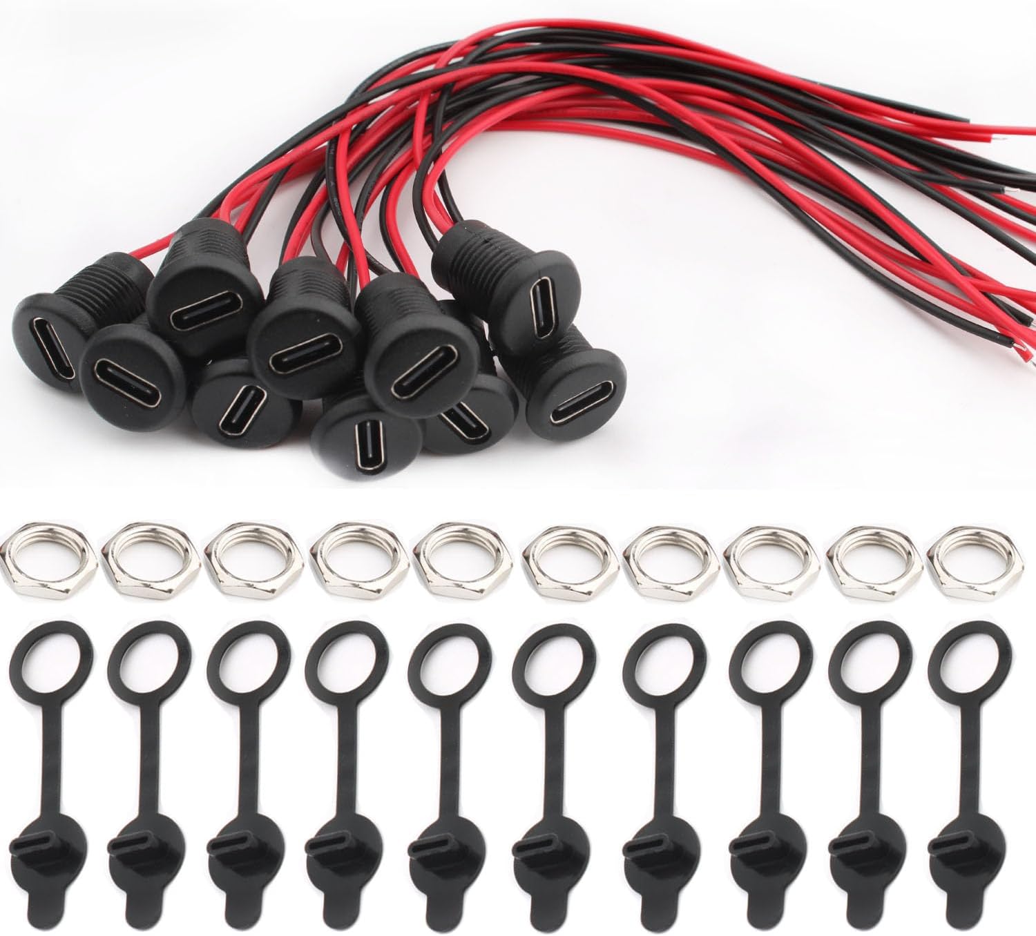 RUNCCI-YUN 10pcs Micro USB Type C Panel Mount Cable，Micro USB Type C ...