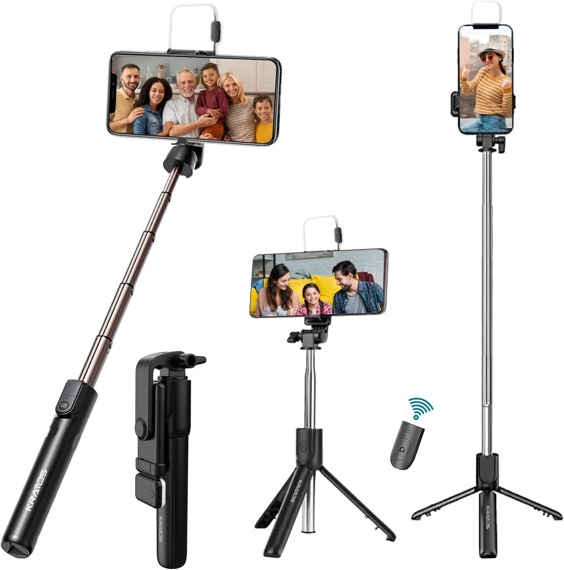 Kratos Selfie Stick Tripod Stand, 3 in 1 Multifunctional Design ...