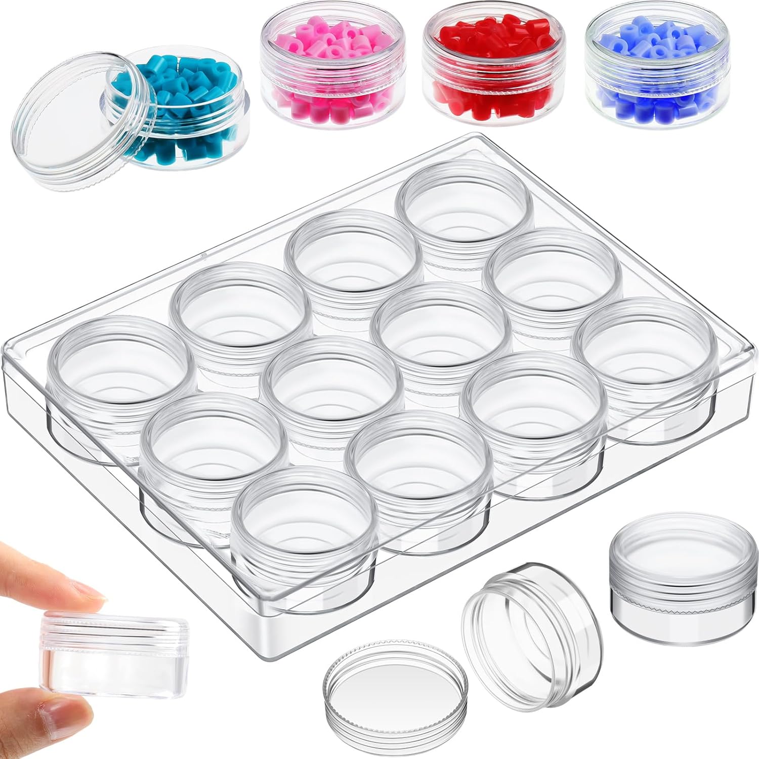 Amazon.com: Blulu Clear Bead Organizer Small Bead Storage Containers ...