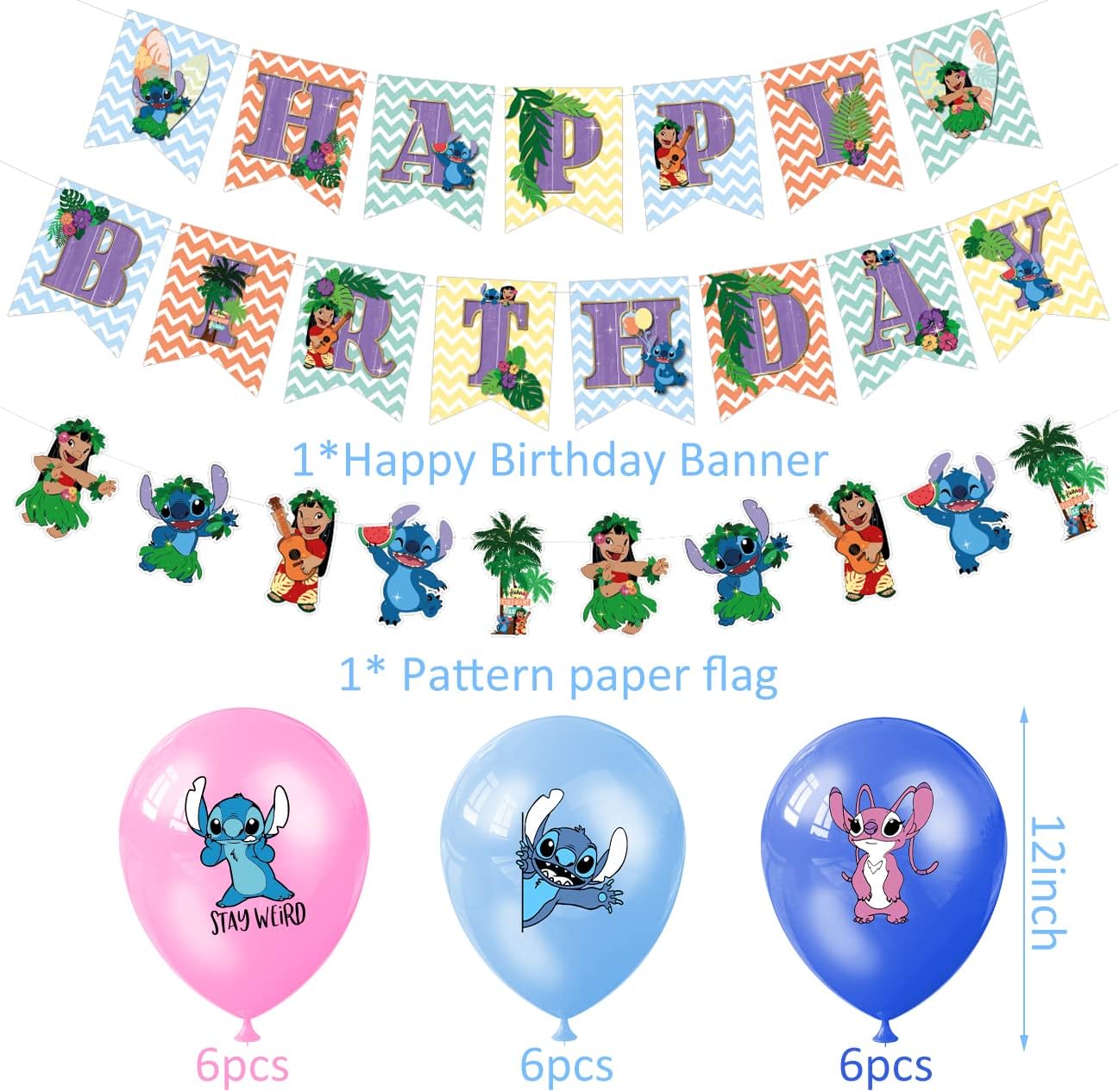 Stitch Birthday Decorations, 32 pcs Stitch Party Supplies, Stitch ...