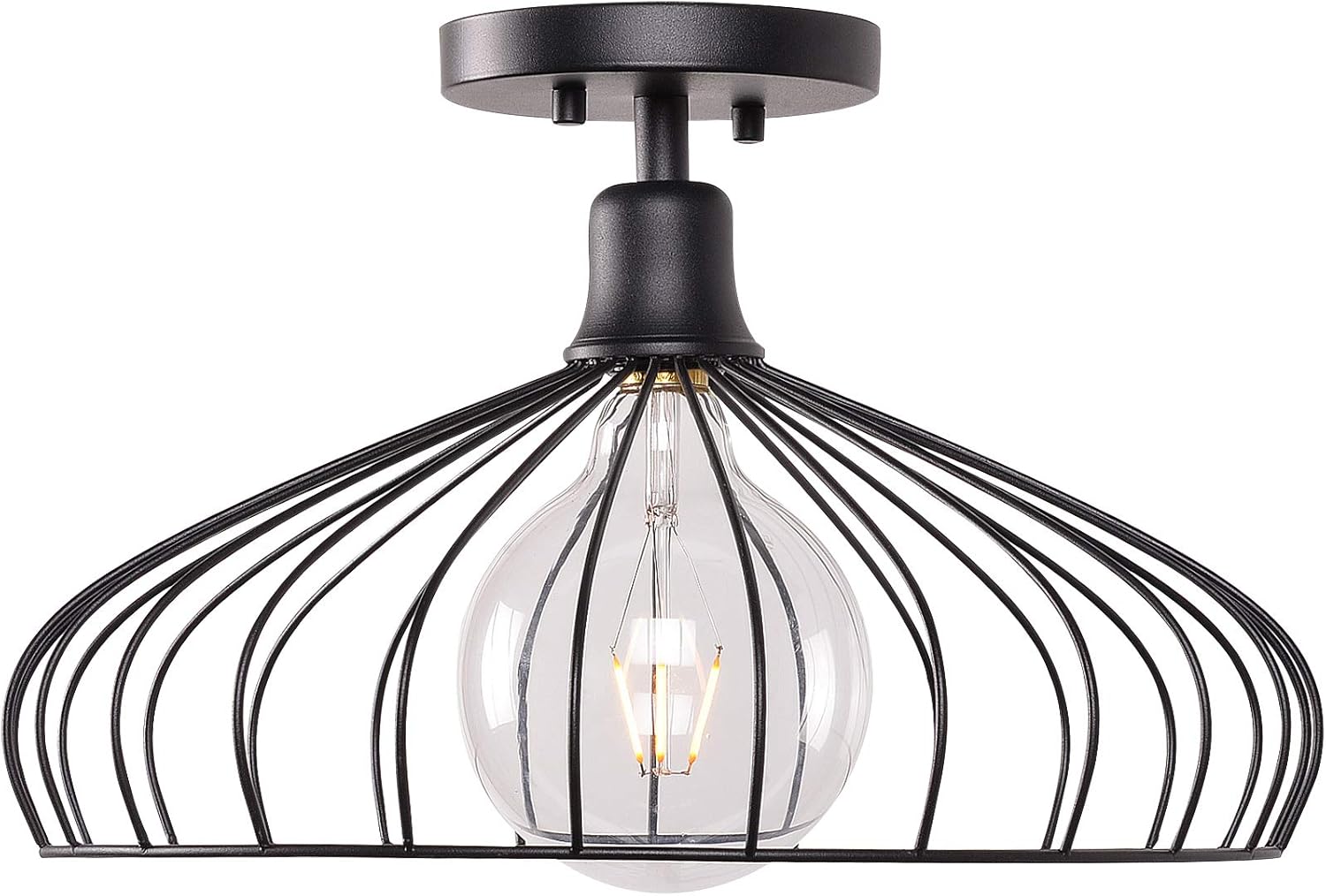 Kenroy Home 93972BL Cagney 1 Light Semi Flushs, Medium, Black Finish ...