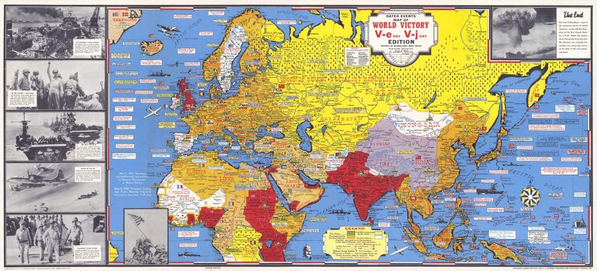 Amazon.com: Historic Map - Dated Events Map of World War II Victory ...