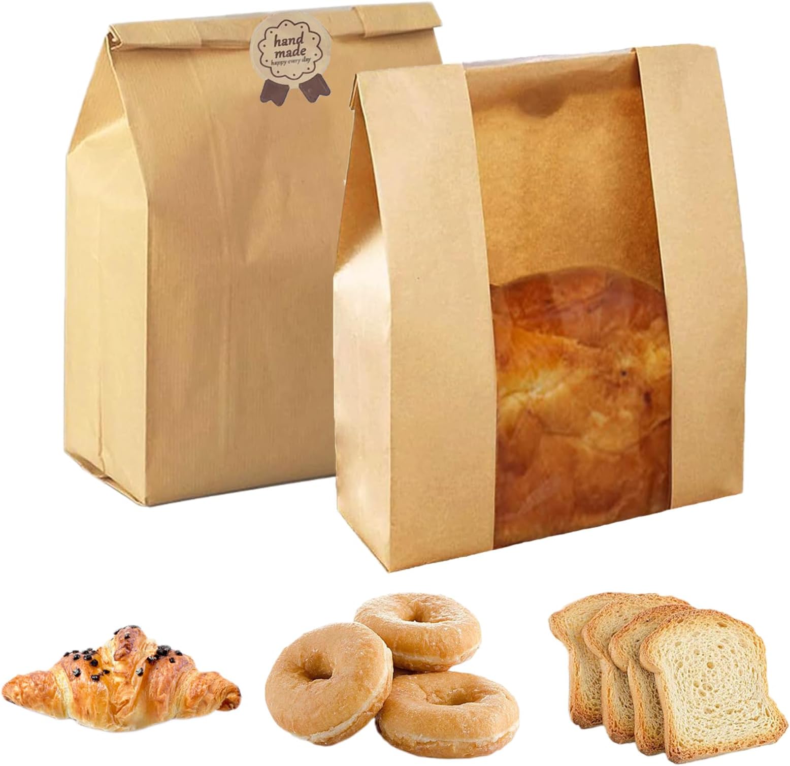 Amazon.com: Pack of 20 Paper Bread Bags For Homemade Bread, Large Bread ...