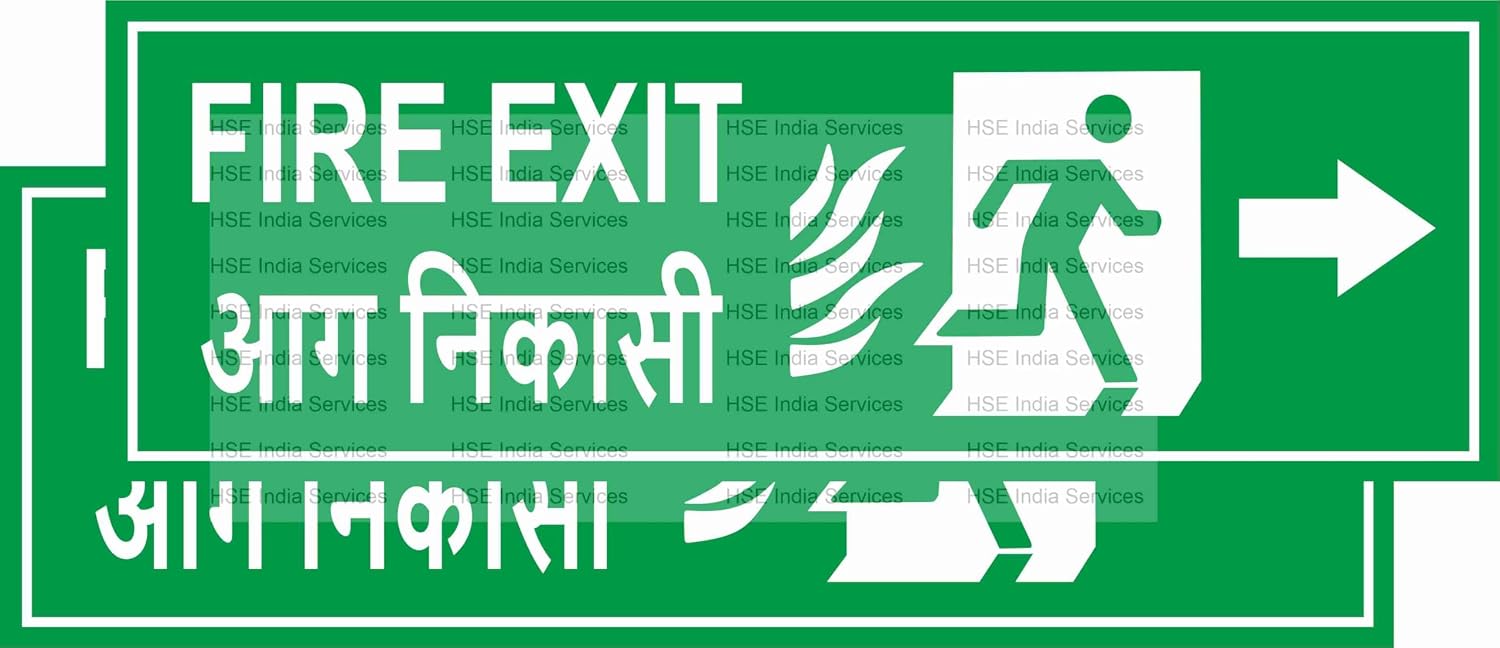 HSE India Services Fire Exit Sign board Safety Poster in Both Language ...