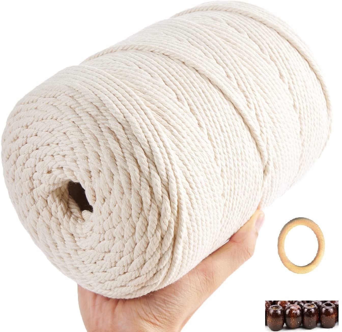 LUCRE Twisted 3Ply Cotton Thread 3mm 200 Meters Cotton Cord Rope for ...