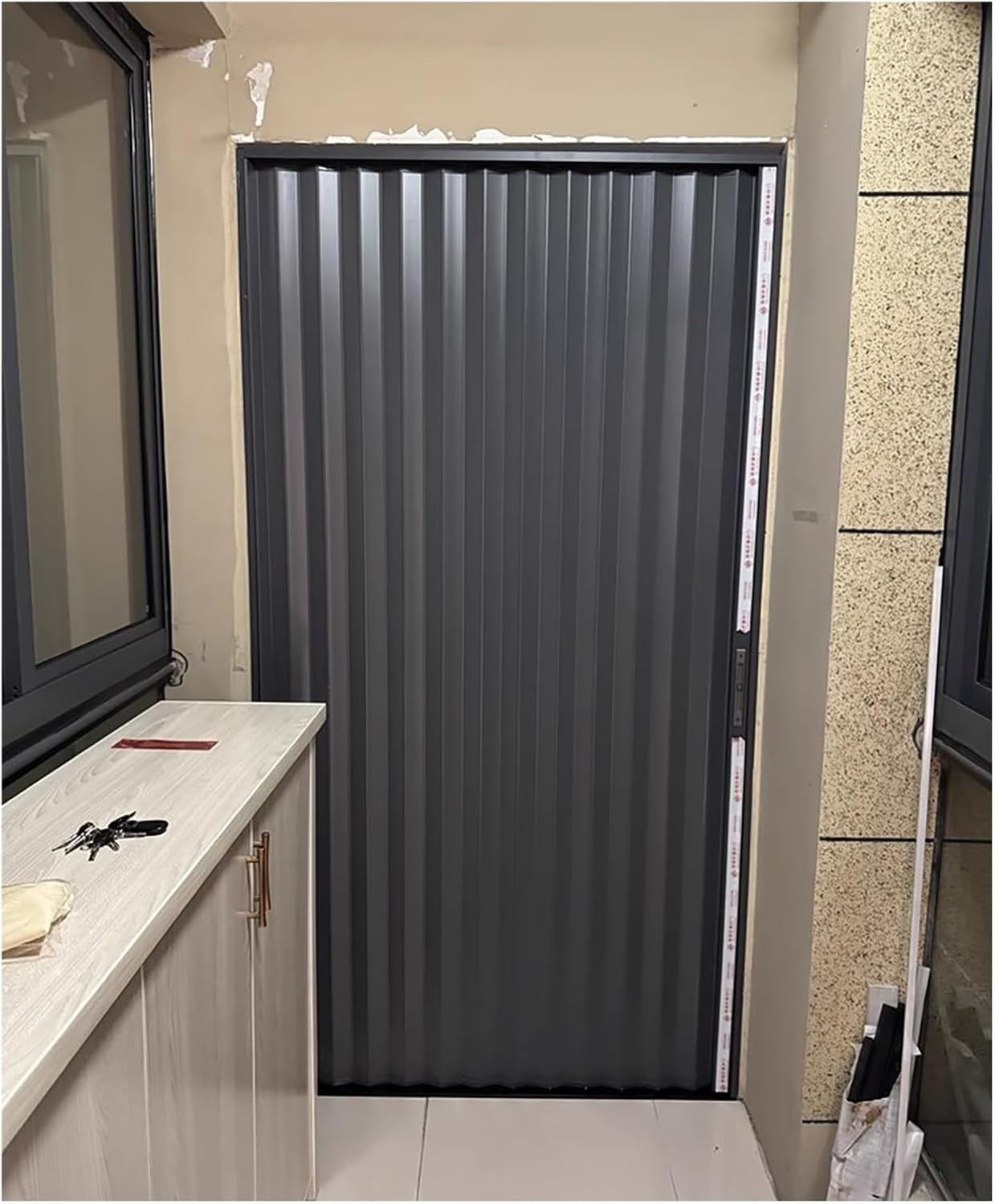 Extra Wide Grey Accordion Doors 60-140cm, Aluminium Sliding Concertina ...