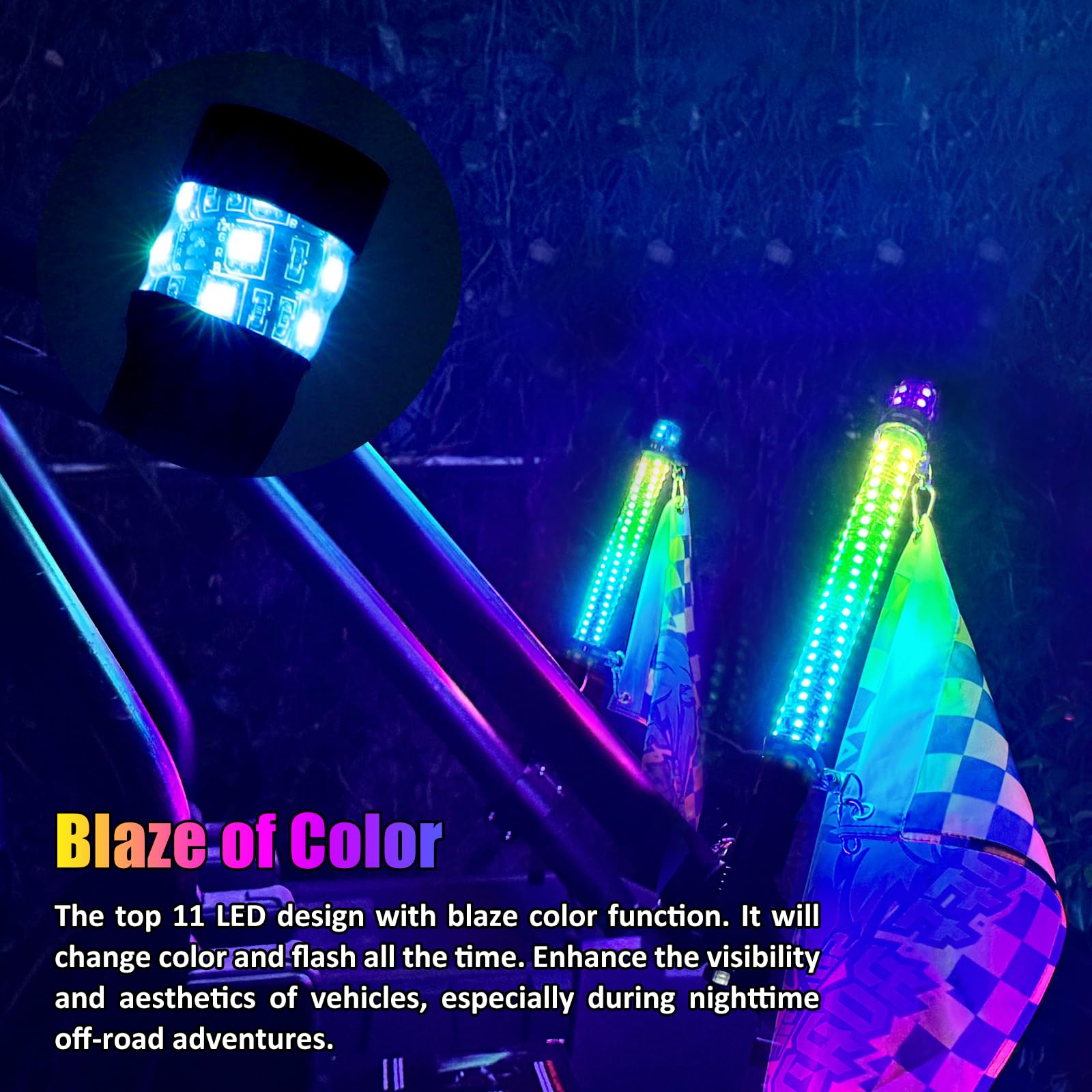 Snapklik.com : SUNPIE RGB Lights Universal Blare LED Whip Lights w ...