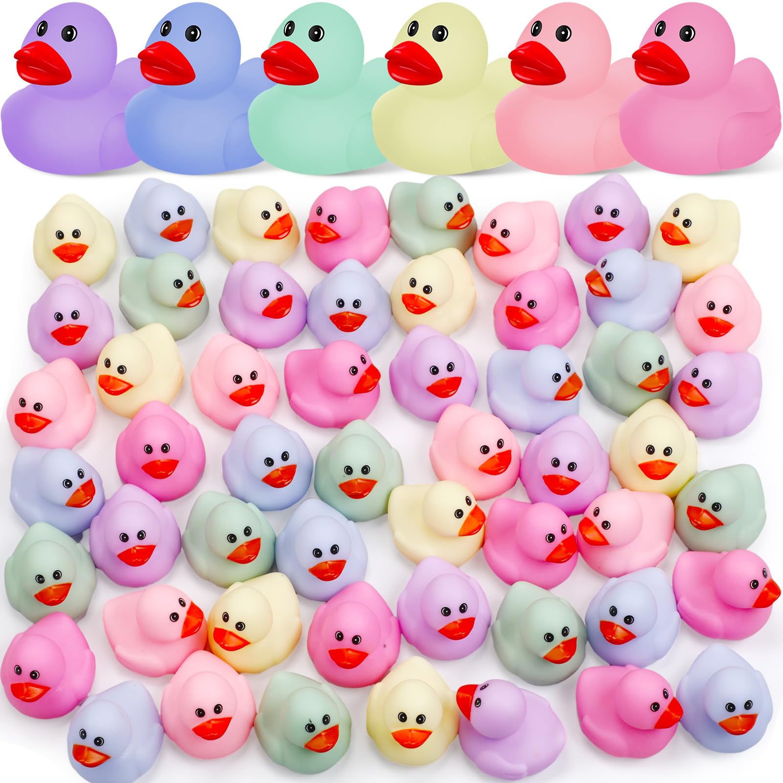 Amazon.com: Foilswirl 60 Pcs Macaron Color 2 Inch Rubber Ducks in Bulk ...