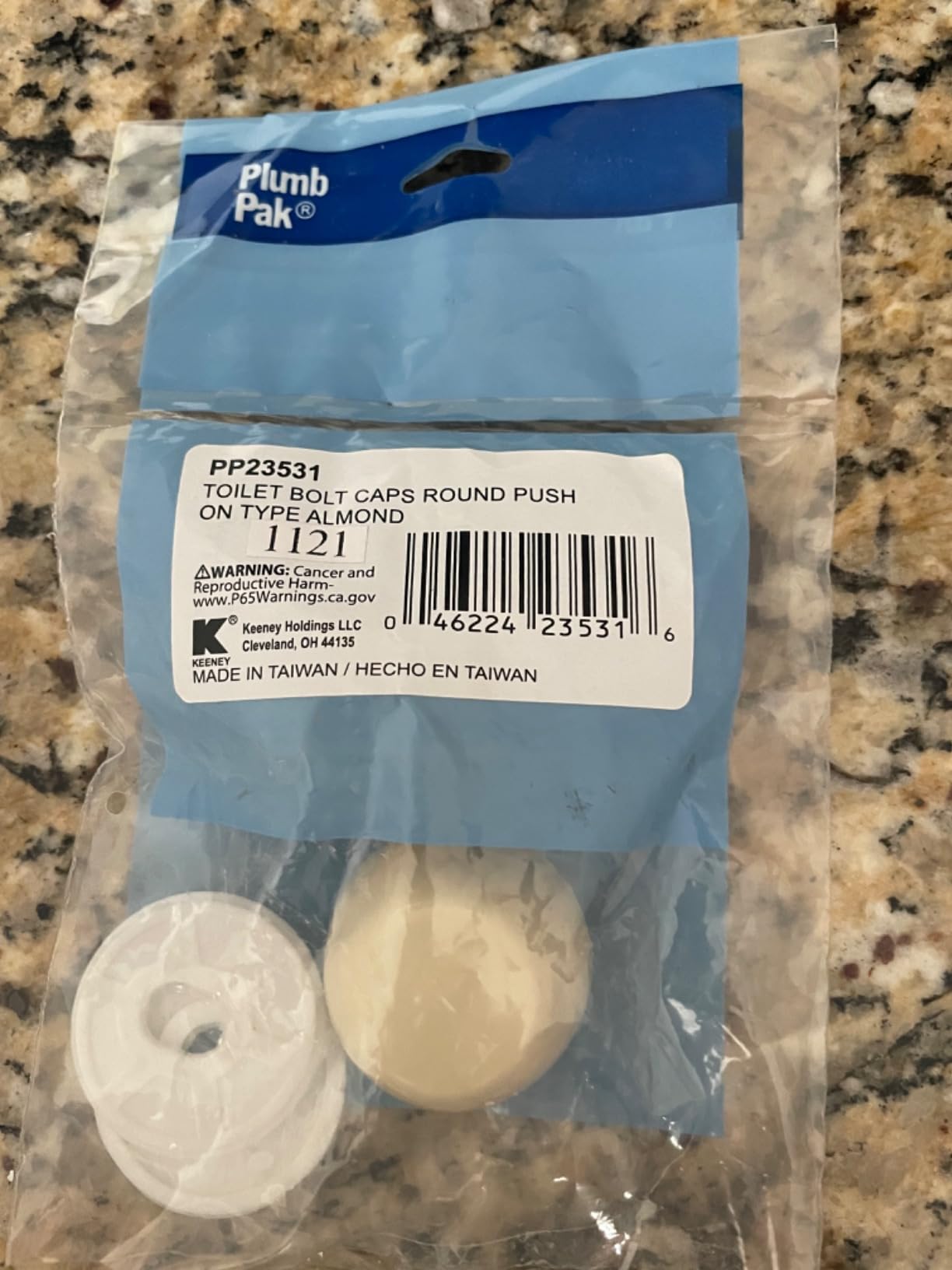 Plumb Pak PP23531 Universal Round Toilet Push-On Bolt Caps, Almond ...