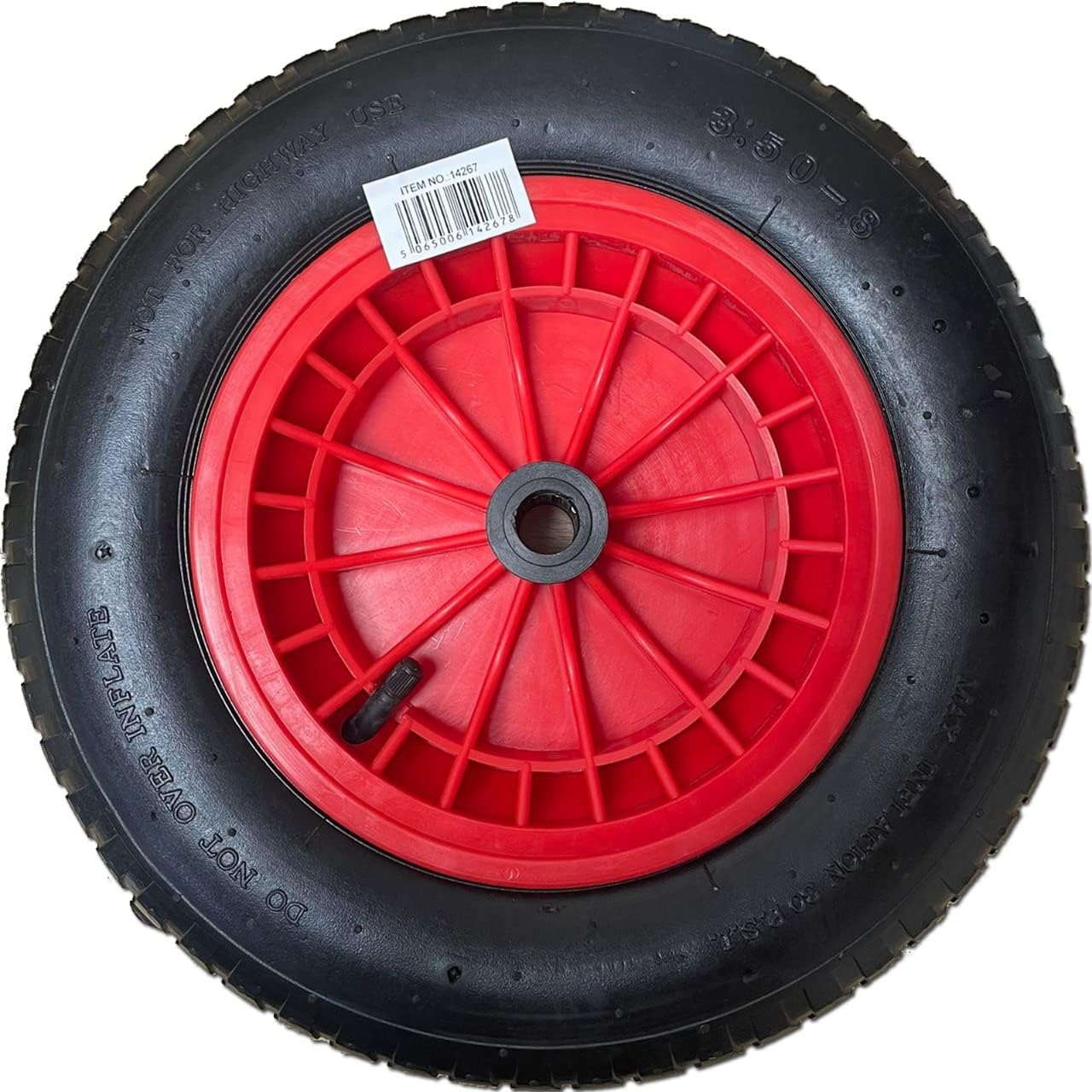 14" Red Wheelbarrow Wheel Tyre Launching 3.50-8 Light Weight 4ply 1 ...
