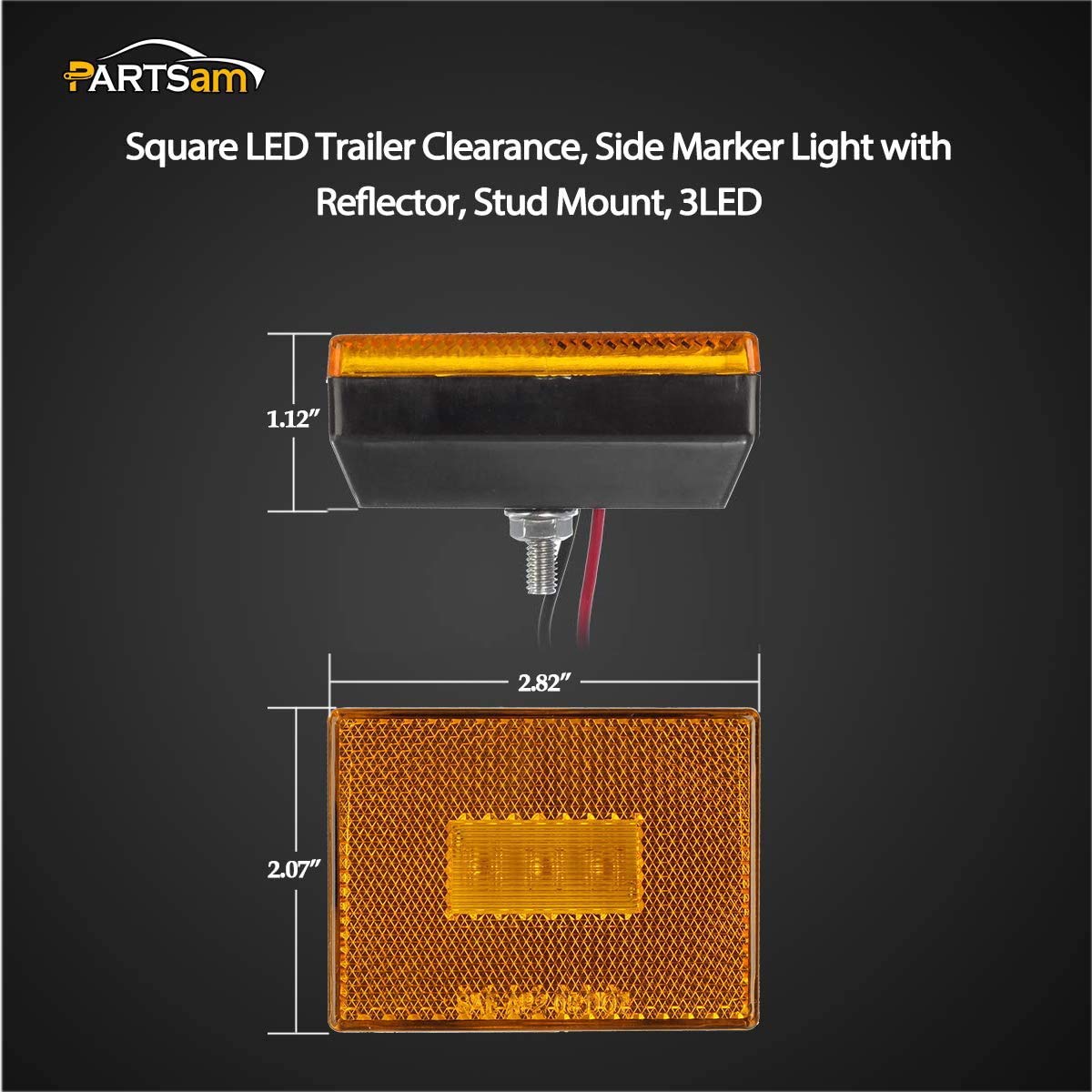 Snapklik.com : Partsam 4pcs Trailer RV Amber Side Marker Lights W ...