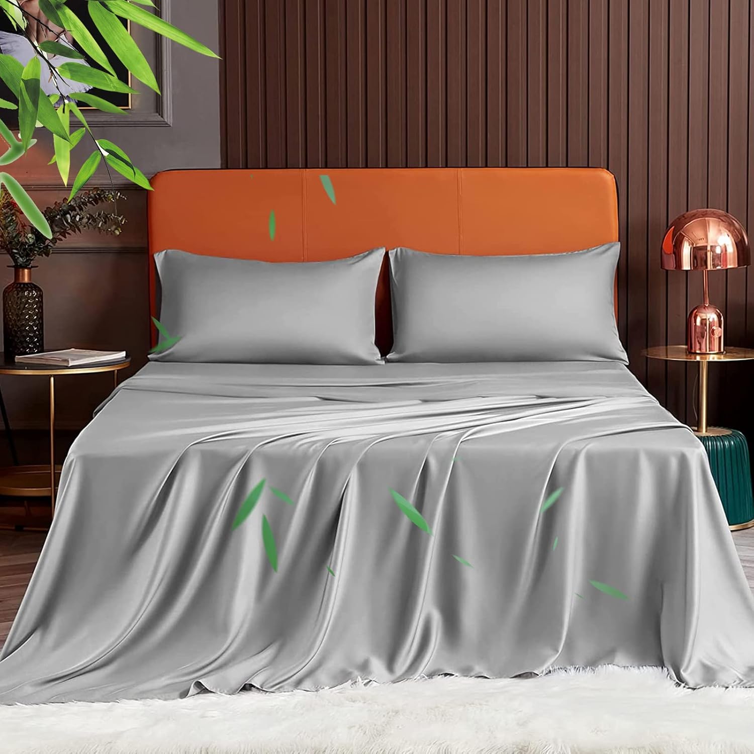 Amazon.com: YIYEA King Size Bed Sheets, 100% Viscose Derived from ...