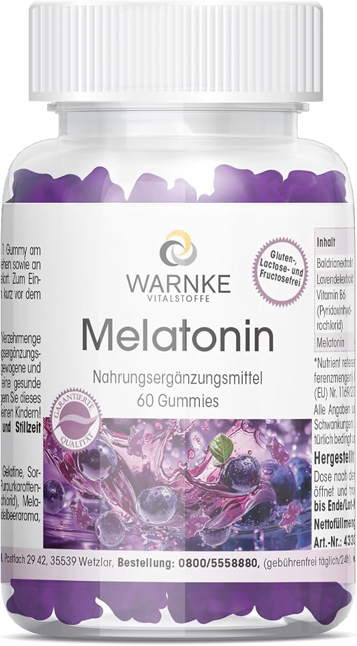 Melatonin Gummies - 60 Stück - 0,5mg bioaktives Melatonin Schlafhormon ...